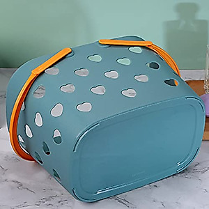 Portable Plastic Shower Caddy Baskets, Standing Storage Organizer Bins, Shower Caddy Tote Bag with Handles, Hollow Cleaning Caddy with Holes for Bathroom, College Dorm, Kitchen, Home - Heart Green