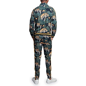 G-Style USA Men's Royal Floral Tiger Track Suit ST559 - Black - Large