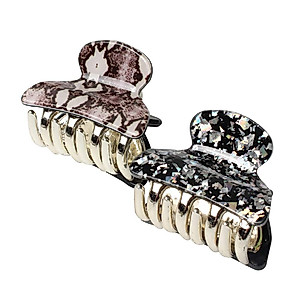 1.57 inch Floral Printed Medium Acrylic Hair Claw Clips for Girls and Women,Plastic No-Slip Grip Jaw Hair Clip Hair Jaw Clamp,Pack of 12 (Color E)