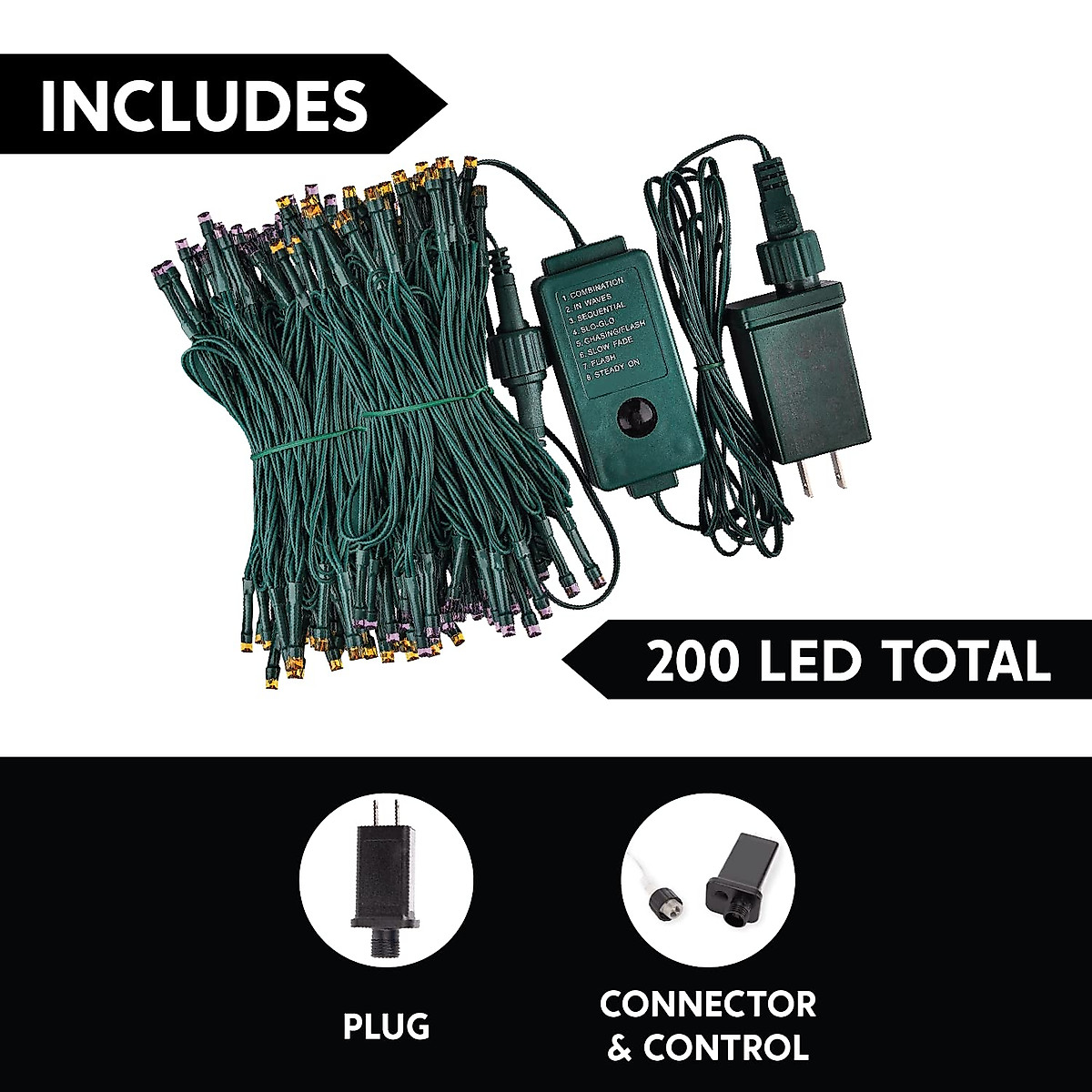 Joiedomi 300 LED Orange & Purple Halloween String Lights with 8 Modes 98.1FT Green Wire for Indoor Outdoor Holiday Décor Halloween Event Decoration, Tree, Eaves, Haunted House Theme Party