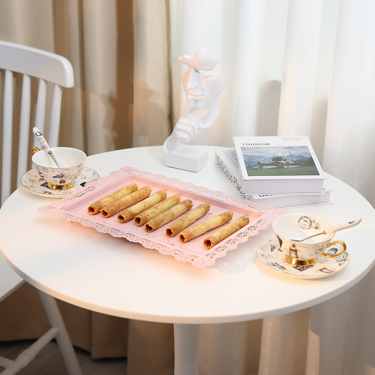 6 Pcs Pink Cake Stands Set, Cake Pedestal Stand Display Table Tiered Cupcake Holder Candy Fruite Dessert Plate Decorating for Wedding Birthday Party Baby Shower Celebration