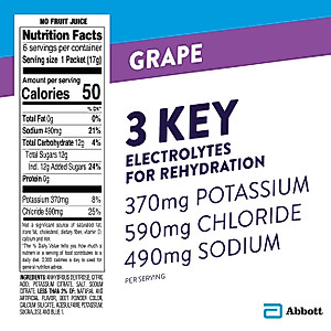 Pedialyte Electrolyte Powder Packets, Grape, Hydration Drink, 6 Single-Serving Powder Packets