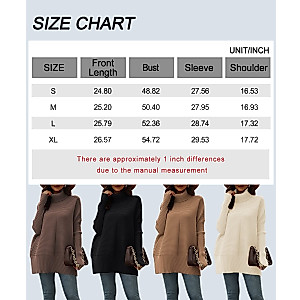 EFAN Women's Turtleneck Oversized Sweaters Fall Outfits Clothes Trendy Long Pullover Knit Winter Tunic 2025 Black M