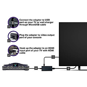 HDMI Cable for Nintendo Gamecube, Nintendo 64 N64, Super Nintendo SNES (3-in-1), GameCube/SNES/N64 to HDMI Adapter with S-Video Signal Output (Better Video Quality), HD Converter with 4:3/16:9 Switch