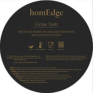 homEdge Silicone Round Trivets, 6 Pack Heat Resistant Non Slip Pot Holders-Black, 7x0.24x7 inches, Food Grade Silicone, Honeycomb Surface Design, Dishwasher Safe, Multipurpose Kitchen Utensil