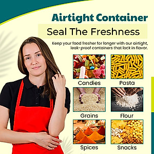 NextG Ideaz Airtight Food Storage Containers, 7-Piece Set, BPA-Free, Stackable, Transparent Plastic Canisters with White Interchangeable Lid for Kitchen Pantry