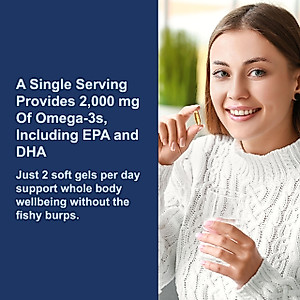 Carlson - Maximum Omega 2000, 2000 mg Omega-3 Fatty Acids Including EPA and DHA, Wild-Caught, Norwegian Fish Oil Supplement, Sustainably Sourced Fish Oil Capsules, Lemon, 90+30 Softgels