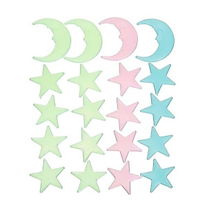 liuqingwind 20Pcs 3D Three-Dimensional Plastic Wall Paste Luminous Glow in The Dark Stars Moon Decals Party Home Decor Wall Stickers