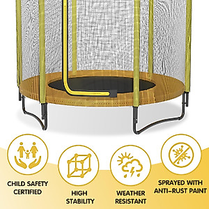 Kids Trampoline with Safety Enclosure Net, 5FT Toddler Indoor & Outdoor Trampoline/w Basketball Hoop for Boys and Girls Age 1-8