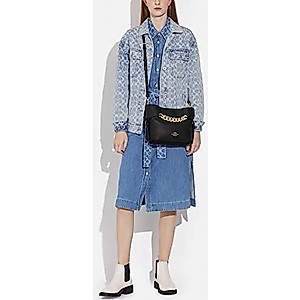 COACH Women's Andy Leather Tassle Crossbody Bag Handbag - Black