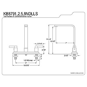 Kingston Brass KB8791NDLLS Nuvofusion Euro High Rise Spout Kitchen Faucet without Sprayer, Polished Chrome