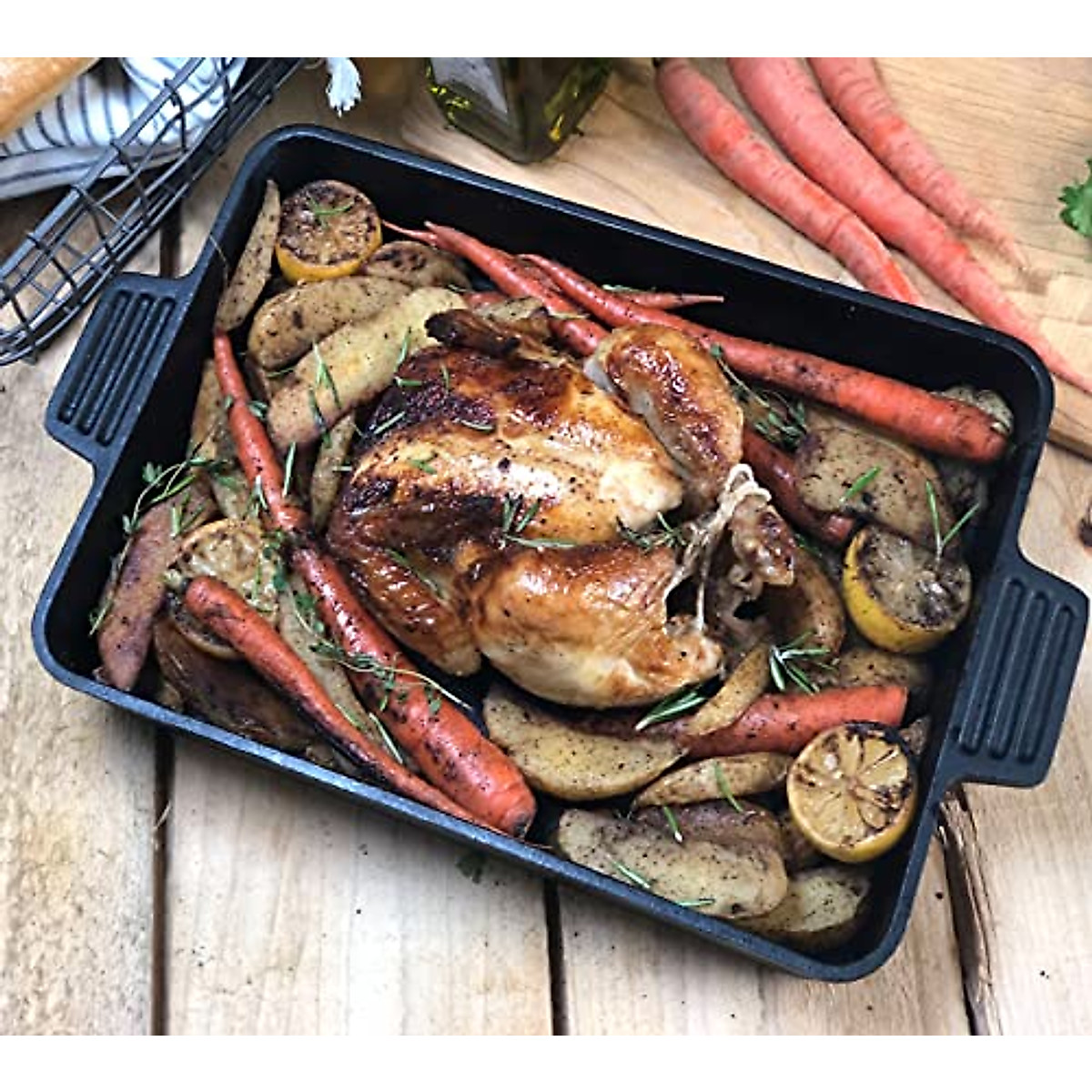 Bayou Classic 7473 Rectangular Cake Pan Ideal For Baking Cornbread Biscuits Cobbler and Deep Dish Pizza Pan Measures 9-in x 13-in x 2-in Deep