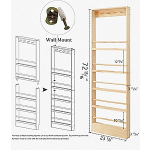 morimoe Wooden Kids Bookshelf, Wall Mount Shelf with Hooks, Organizer for Toys and Books, Space-Saving
