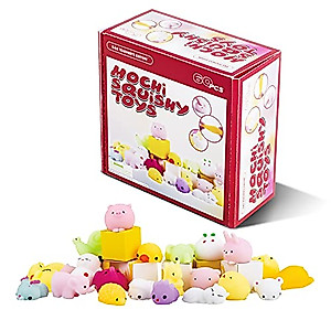 S & E TEACHER'S EDITION 60Pcs Mochi Squishy Toys, Cute Animals, Assorted Colors, Party Favors for Kids.