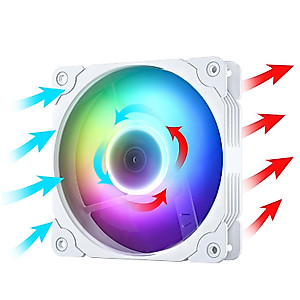 Vetroo 3-Pack Computer Case Fans 120mm Address RGB & PWM Cooling Fans High Performance with Controller Hub - White