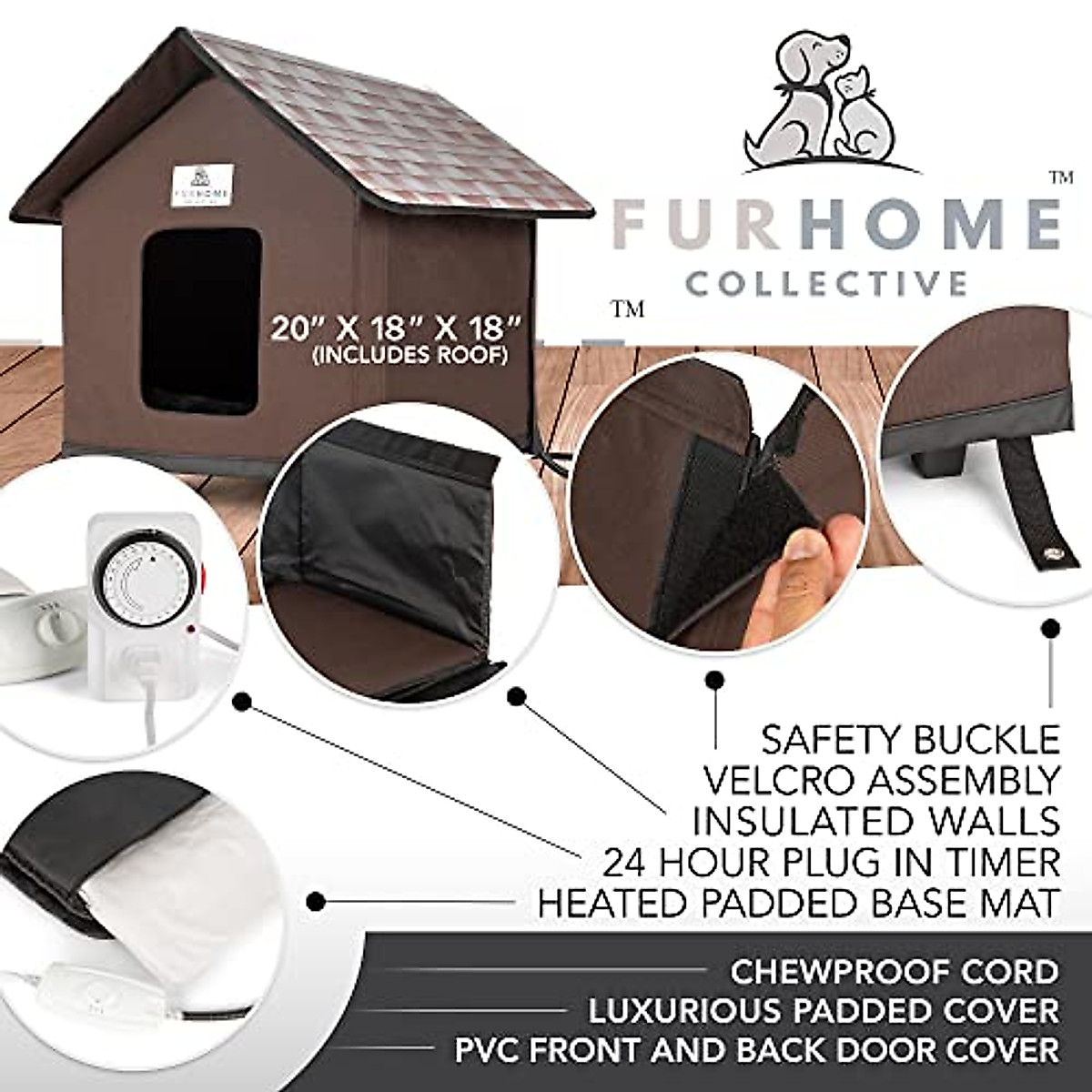 Heated Cat Houses for Outdoor Cats, Elevated, Waterproof and Insulated - A Safe Pet House and Kitty Shelter for Your Cat or Small Dog to Stay Warm & Dry
