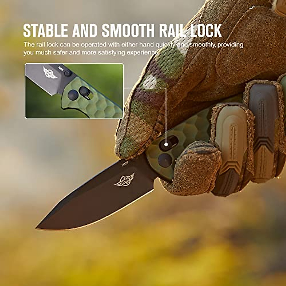 OKNIF Rubato 3 Pocket Knife with 154CM Stainless Blade, Folding Knife for Camping, Hiking, Indoor and Outdoor Activities (OD Green)