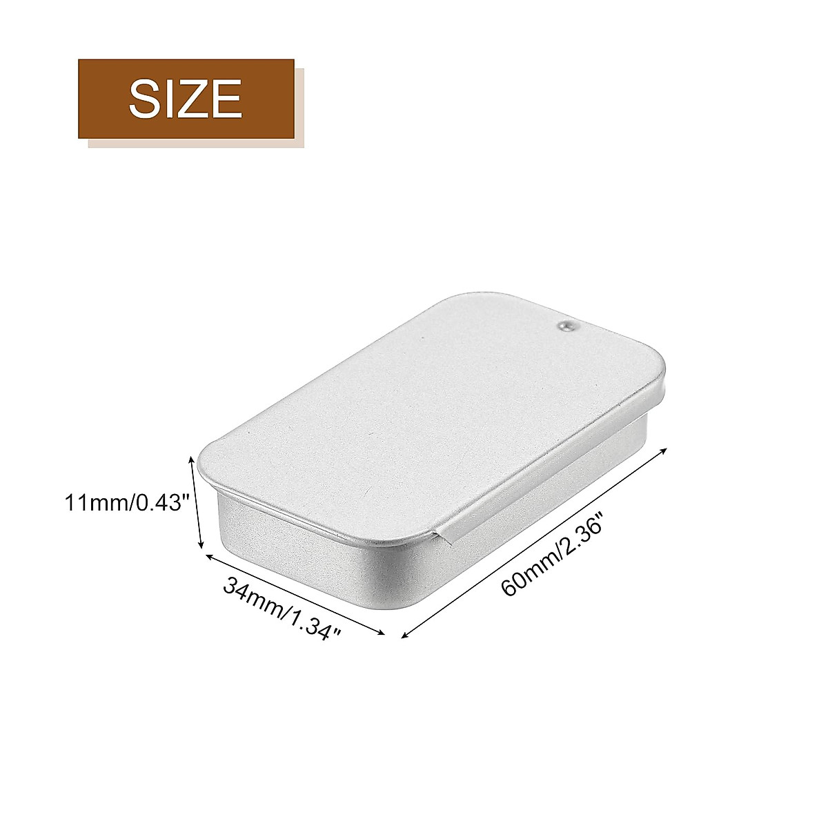 uxcell Metal Tin Box Containers, 6Pcs 2.4x1.3x0.4 Inch Silver Mini Portable Metal Slide Top Tin Containers for Jewelry Crafts