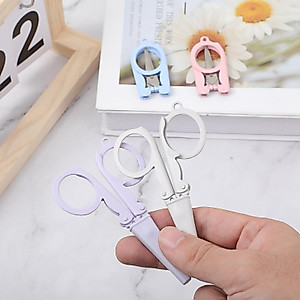 Folding Scissors Small Scissors Travel Scissors Safety Scissors Stainless steel Mini Scissors with Safety Cap Cute Scissors for Scrapbook Cutting Sewing DIY Handmade Daily and Travel Use (5 Pack)