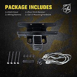 Xprite 2 Inch Rear Bumper Trailer Hitch Receiver Kit Compatible with 2007-2018 Jeep Wrangler JK JKU 2 Door & 4 Door Unlimited, Tow Trailer Hitch Receiver w/ Hitch Wiring Harness