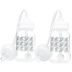 Hands-Free Baby Bottle - Anti-Colic Self Feeding Baby Bottle System 4 oz (2 Pack - Elephant)