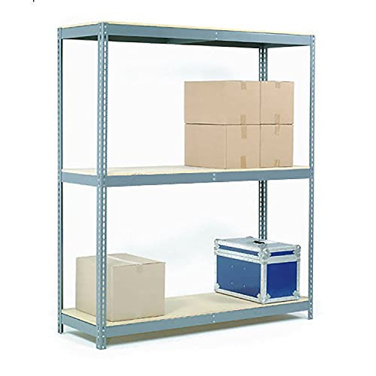 Global Industrial Wide Span Rack 72Wx15Dx60H, 3 Shelves Wood Deck 900 Lb Cap. Per Level, Gray
