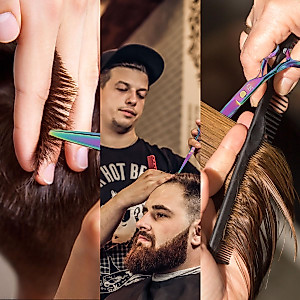 Professional Hair Cutting Shears Set,6 Inch Barber Hair Cutting Scissors Kit,Hairdressing Thinning Shears for Hair Cutting,Sharp Blades Haircut Scissors Kit for Women/Men/Kids (Rainbow)