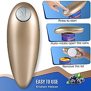 Automatic Electric Can Opener, Open Cans in One Click, Smooth Edge Handheld Hands Free Food-Safe Battery Operated Can Openers, Kitchen Gadget Gift for Chefs, Arthritis and Seniors