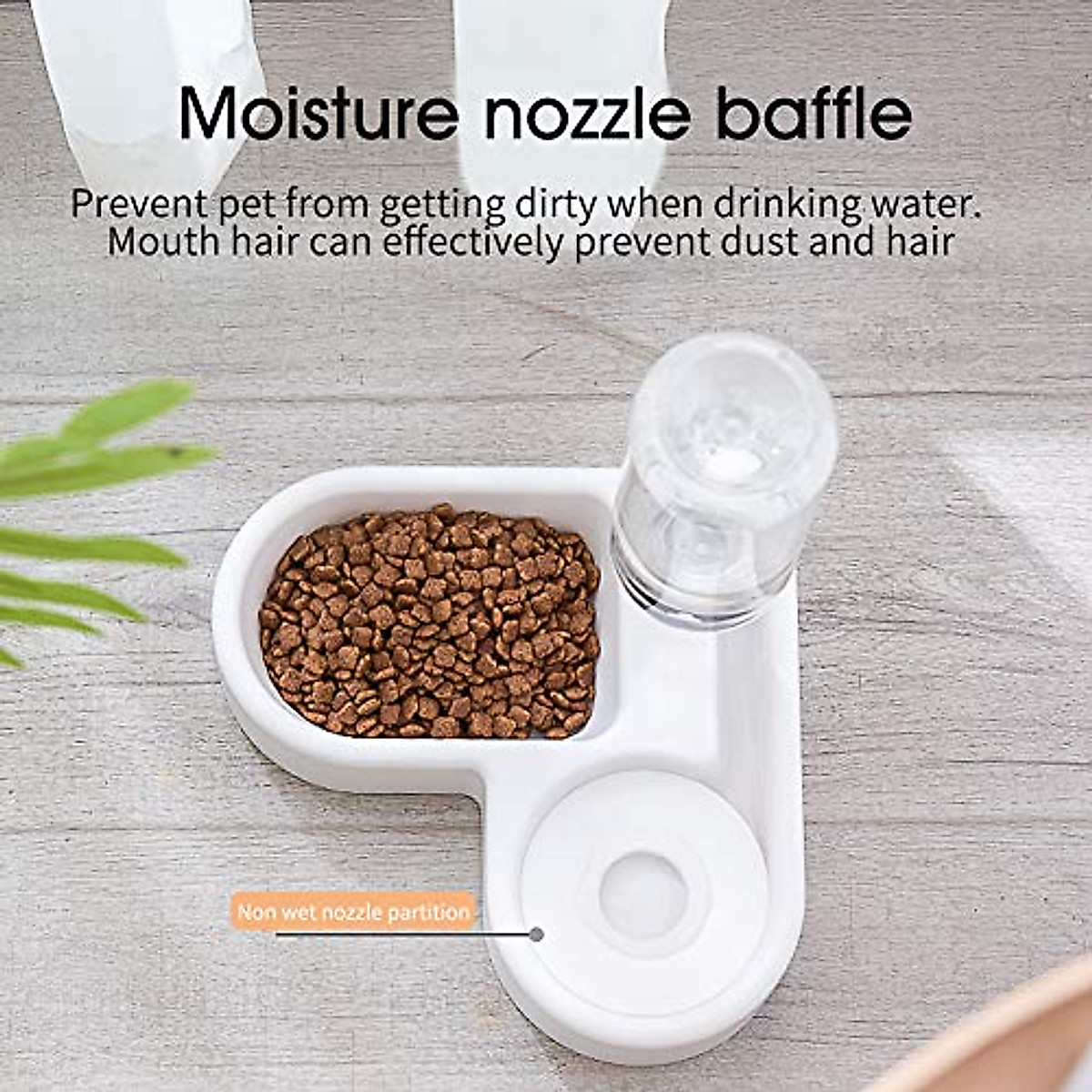 Bibabala Automatic Pet Feeder and Water Dispenser, 2 in 1 Feeder Bowl with Water Bottle Detachable, Fit for Small Dogs and Cats Kitten Puppy Rabbit Bunny(White)