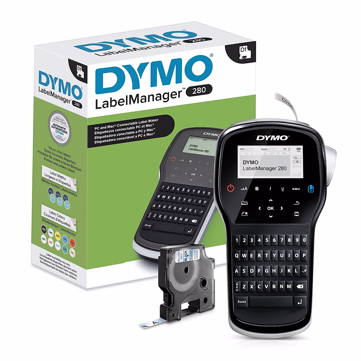 DYMO Label Maker | LabelManager 280 Rechargeable Portable Label Maker, Easy-to-Use, One-Touch Smart Keys, QWERTY Keyboard, PC and Mac Connectivity, for Home & Office Organization