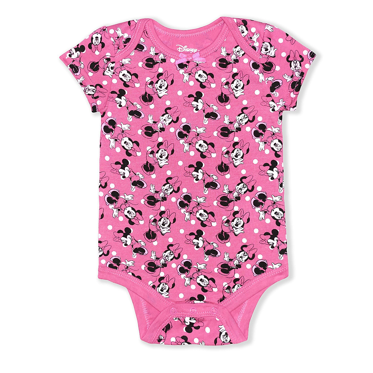 Disney Minnie Mouse Baby Girls’ Bodysuit 4 Pack with 0-12 Milestone Stickers Pack for Newborn and Infant