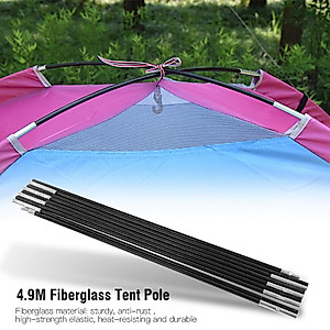 Tent Poles Replacement, Tent Accessories, Camping Tent Pole, Tent Support Rod Kit 2 Poles 4.9M Fiberglass Adjustable Tent Tarp Poles Replacement Tent Pole Kit for Awning Poles Camping Hiking
