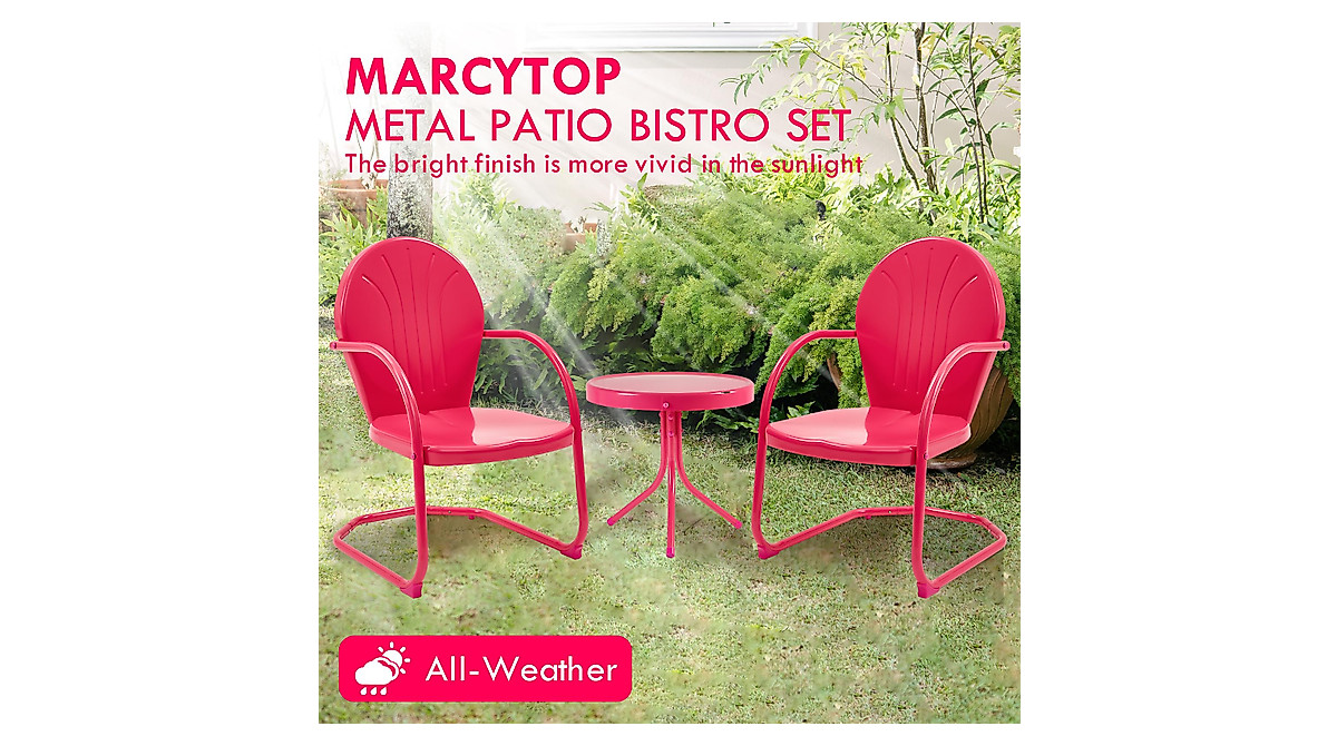Marcytop Outdoor Bistro Set - Retro All-Weather Porch Furniture
