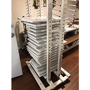 Rotating Spray Rack & 30 Door Dry Storage Rack With Wheels