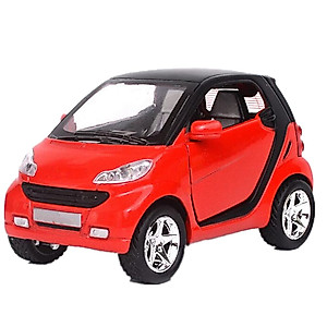 NC Red Pull Back Car Diecast Car Model Collectible Toy Scale 1/32 for Smart Fortwo