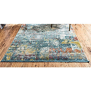 Unique Loom Baracoa Collection Area Rug-Alamar, 5' 5" x 8' Rectangle, Blue/Olive