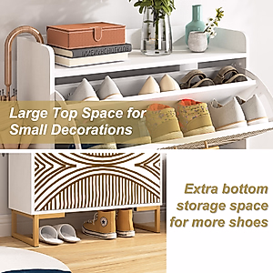 VERYKE Shoe Cabinet for Entryway,Slim Hidden Shoe Storage Cabinet with 3 Flip Drawers,Narrow Shoe Rack Cabinet, Wood Shoe Organizer Cabinet for Entryway