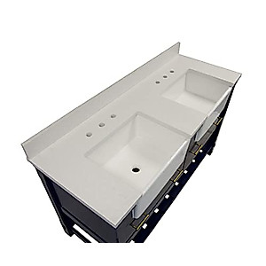 Kitchen Bath Collection Charlotte 60-inch Double Bathroom Vanity (Quartz/Royal Blue): Includes Royal Blue Cabinet with Stunning Quartz Countertop and White Ceramic Farmhouse Apron Sinks