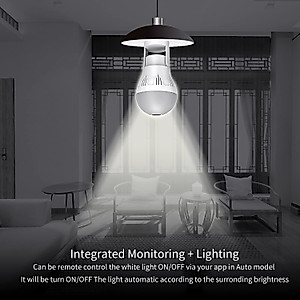 Light Bulb Security Camera, 360 Panoramic Camera Light Bulb, Smart Camera Lamp with Adjustable Bracket, Floodlight and Infrared Night Vision, Motion Detection, Alarm Events, V380 App & PC Software/C6