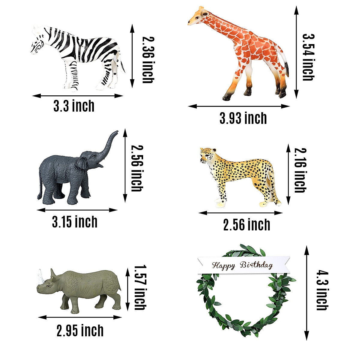 25 PCS Jungle Animal Cake Toppers, Safari Animals Figure Toys Picks Jungle Wild One Animals Cake Decorations for Baby Shower Safari Party Holiday Party