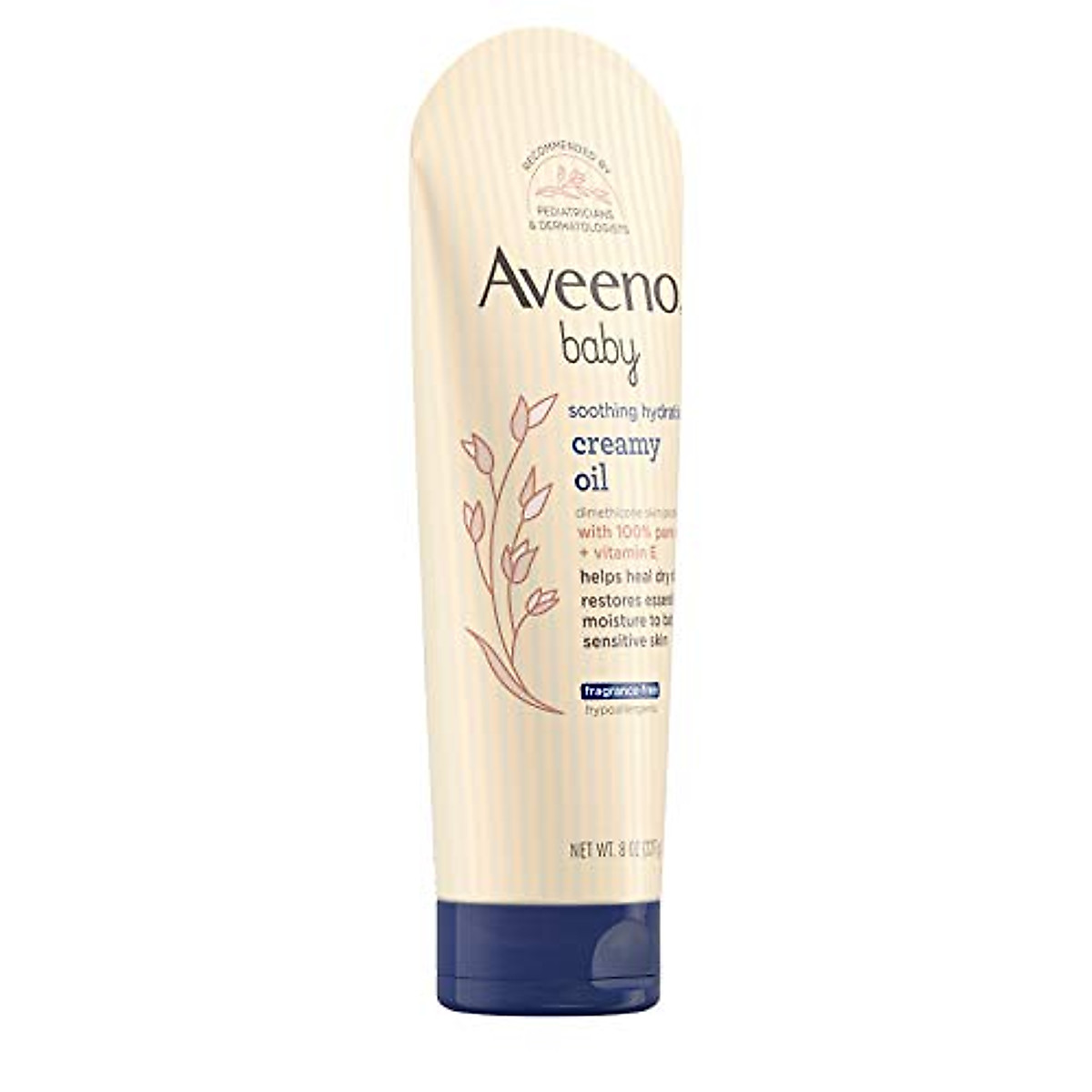 Aveeno Baby Soothing Hydration Creamy Oil for Dry and Sensitive Skin, Fragrance- and Steroid-Free, 8 Fl Oz