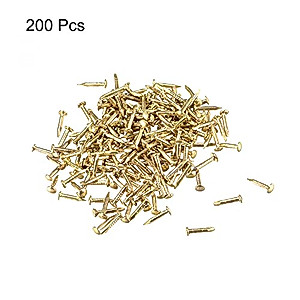 uxcell Small Tiny Nails 1.2x8mm(DXL) for Wooden DIY Decorative Pictures Boxes Household Accessories Brass Tone 200pcs
