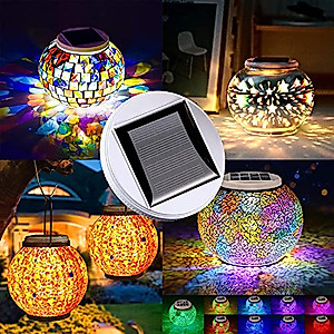 GUANFU 2 Pack Solar Panel Top Replacement for Table Lights, Color Changing Solar Mosaic Glass Lantern Replacement Light…
