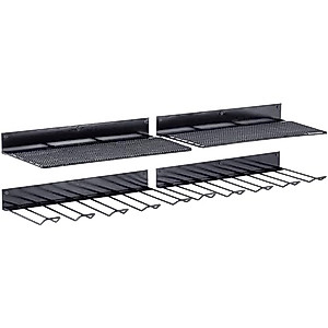 VEVOR Power Tool Organizer, 4 Slot, 2 Layers, 2 Pack Cordless Drill Holder Wall Mount, Battery Charging Station Storage Rack, Multi-Function Garage Organization, Heavy Duty Metal Shelf for Screwdriver