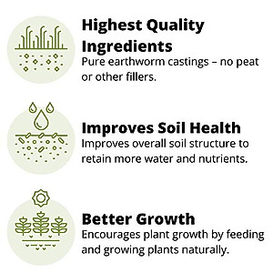 Earth Science – Earthworm Castings – Premium Plant Fertilizer for Indoor & Outdoor Plants – Soil Enhancer for Vegetable Gardens 4lb