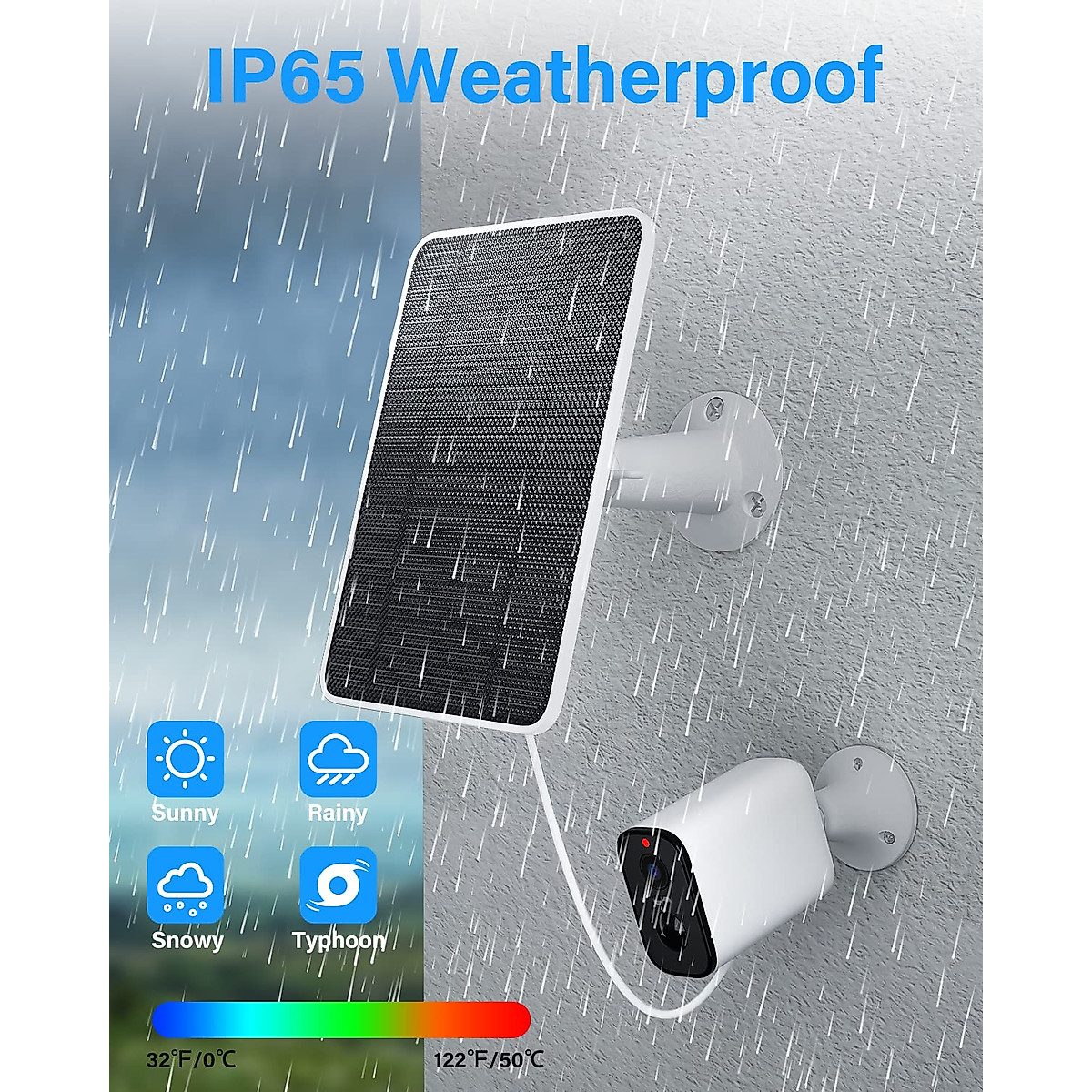 Upgraded Solar Panel Charging Compatible with Pro 5S, Arlo Pro 4, Pro 3, Pro 3 Floodlight, Ultra 2, Ultra, 4W Solar Panel with 9.8ft Charging Cable, IP65 Waterproof, Includes Secure Wall Mount, 2 Pack