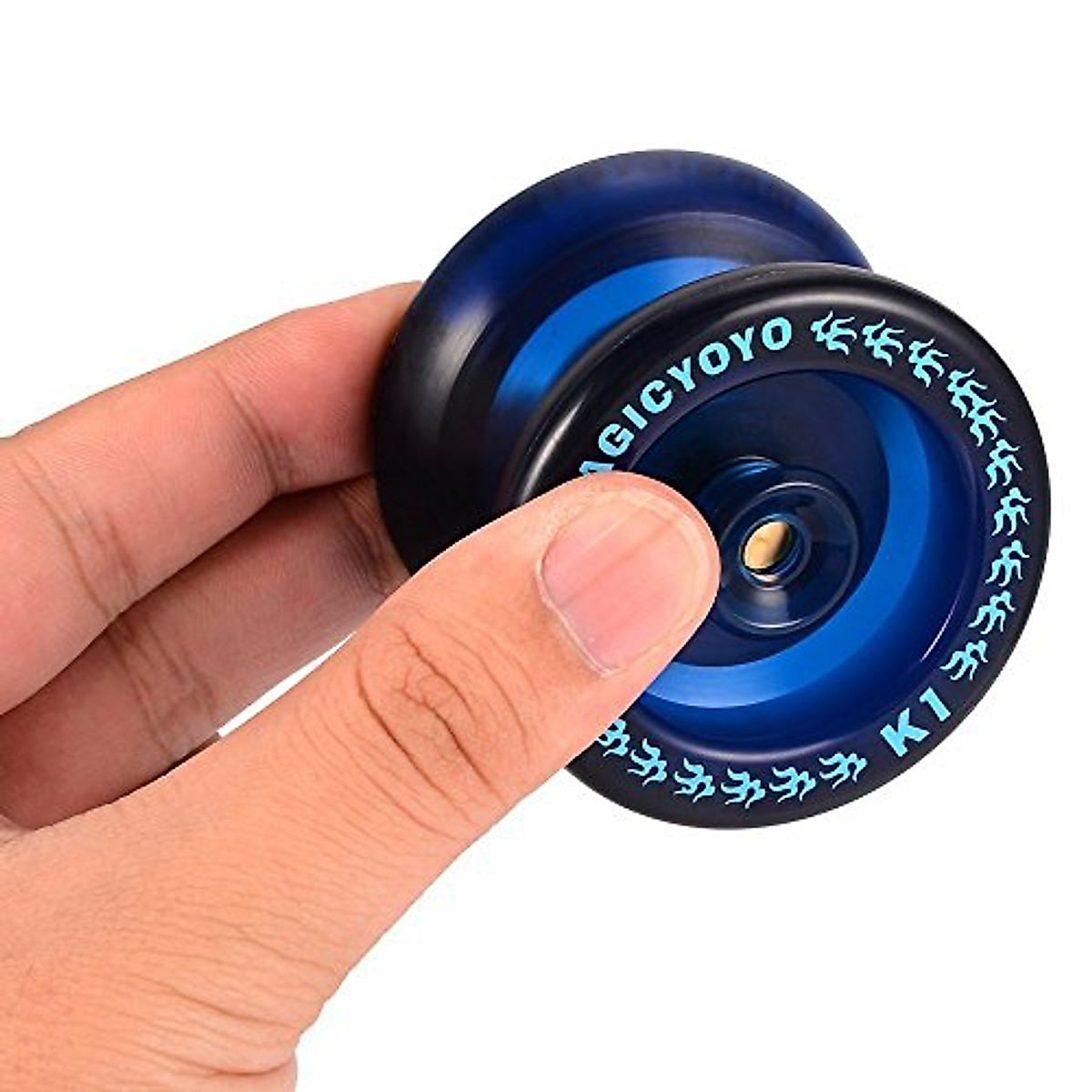 MAGICYOYO K1 Yoyo Professional Responsive for Kids Teens Adults with 5 Yoyos Strings+ Bag+ Yo Yo Glove+ Yo-yos Hubstacks Kit, Beginners to Advanced Yo-yo Plastic, Navy Blue