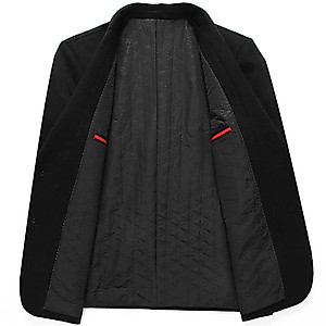 Men's Casual Wool Suit Blazer Two Button Tweed Lightweight Sport Coat Notched Lapel Slim Fit Daily Jacket Black