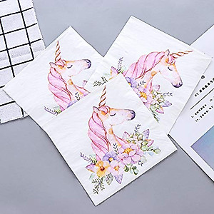 WallyE Unicorn Napkins Unicorn Party Supplies for Children Party or Birthday Party, 20 Pack