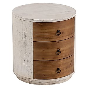 SUNBURY End Table Living Room Small Side Table w 3 Drawers, 20" Vintage Bedside Table, Farmhouse Nightstand Small Dresser for Bedroom, Lightweight MDF Accent Table
